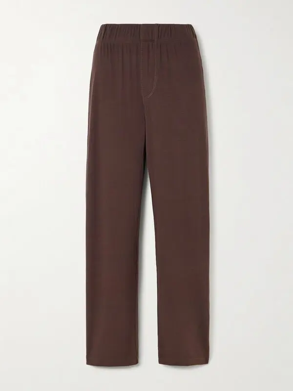 Eterne Lounge Ribbed Straight-leg Pants - Brown
