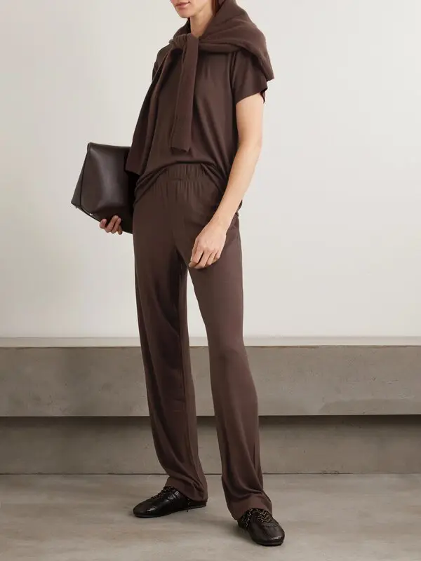 Eterne Lounge Ribbed Straight-leg Pants - Brown