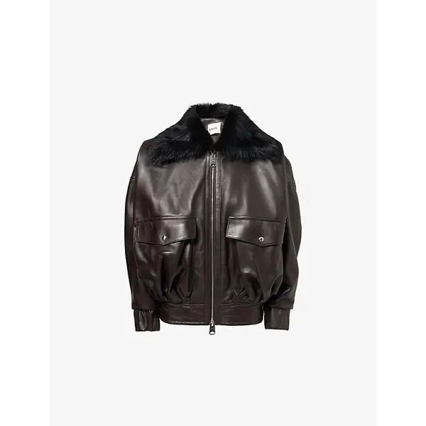 Khaite Daemon Faux-fur Collar Leather Jacket