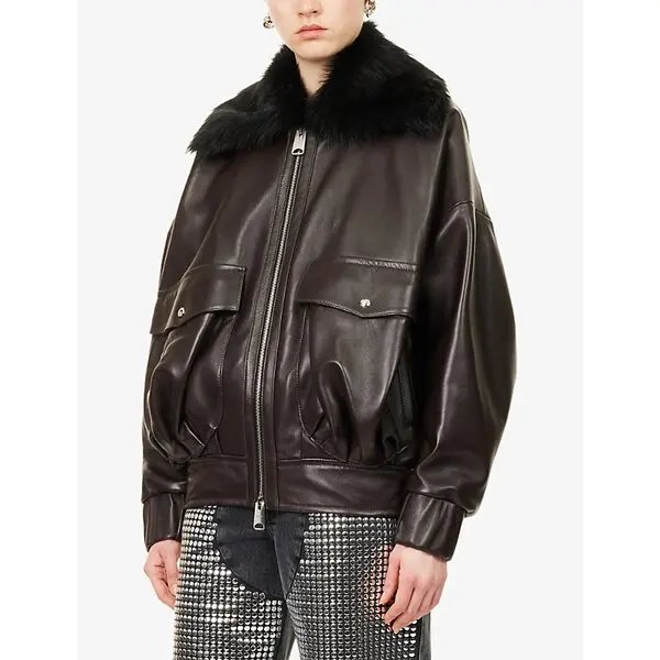 Khaite Daemon Faux-fur Collar Leather Jacket