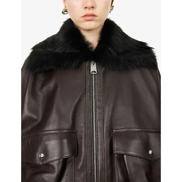 Khaite Daemon Faux-fur Collar Leather Jacket