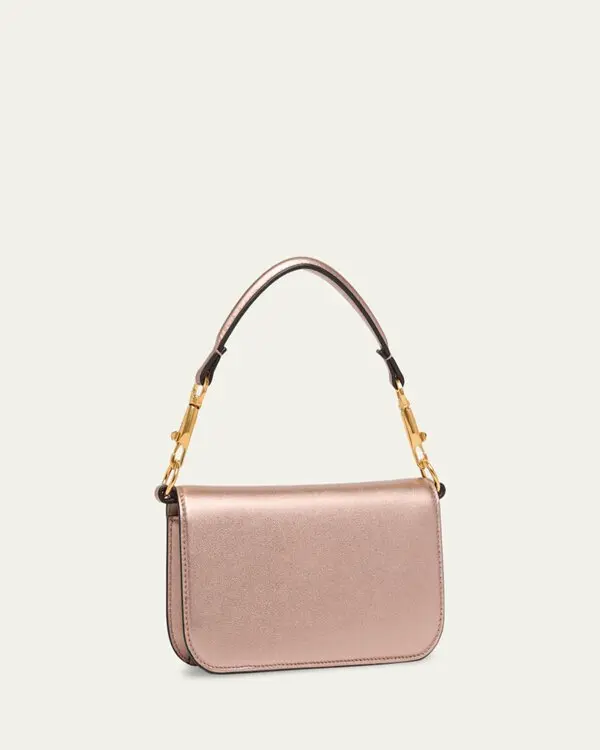 Valentino Garavani Small Crystal Vlogo Metallic Leather Crossbody Bag