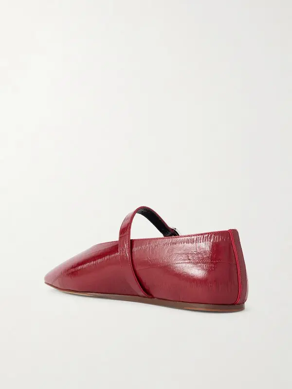 Le Monde Beryl Stella Leather Mary Jane Ballet Flats - Red
