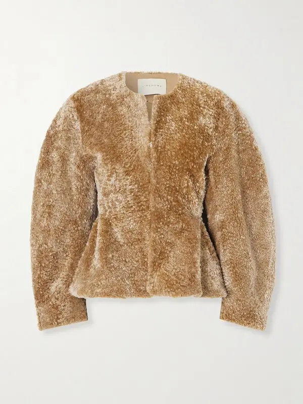 LIBEROWE Shearling Peplum Jacket - Brown