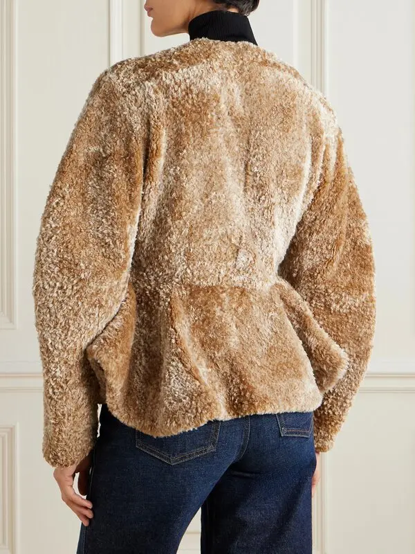 LIBEROWE Shearling Peplum Jacket - Brown