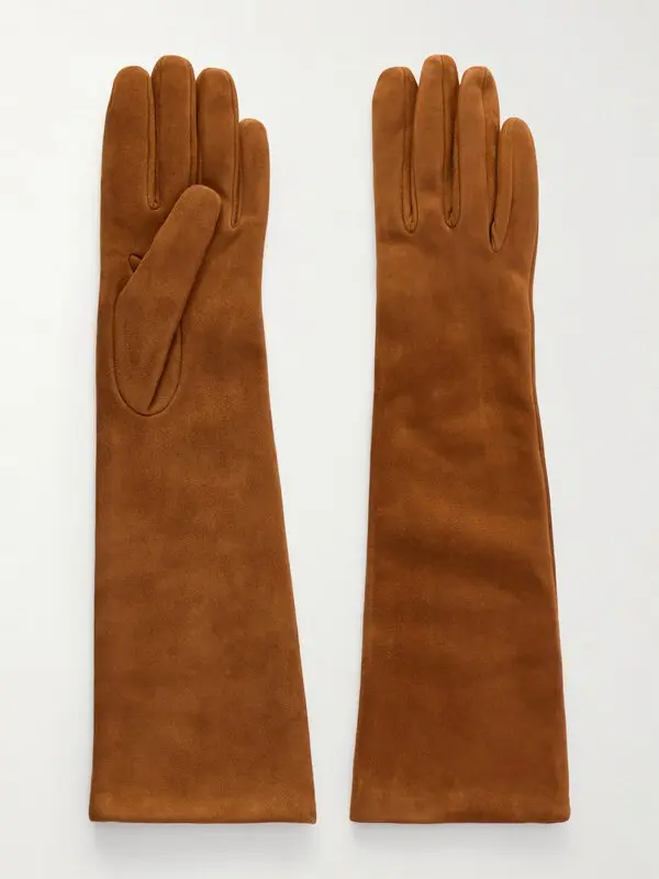 Nour Hammour Suede Gloves - Brown