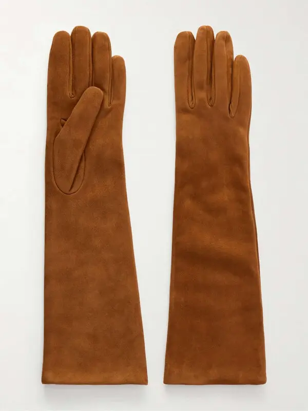 Nour Hammour Suede Gloves - Tan