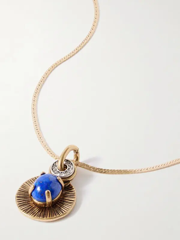 Maison Mayle Soli Bon Gold-plated, Lapis Lazuli And Crystal Necklace - Blue