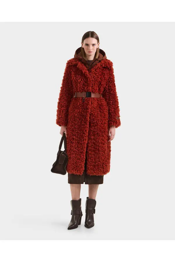 Rudsak Long Faux Fur Wool Teddy Trench