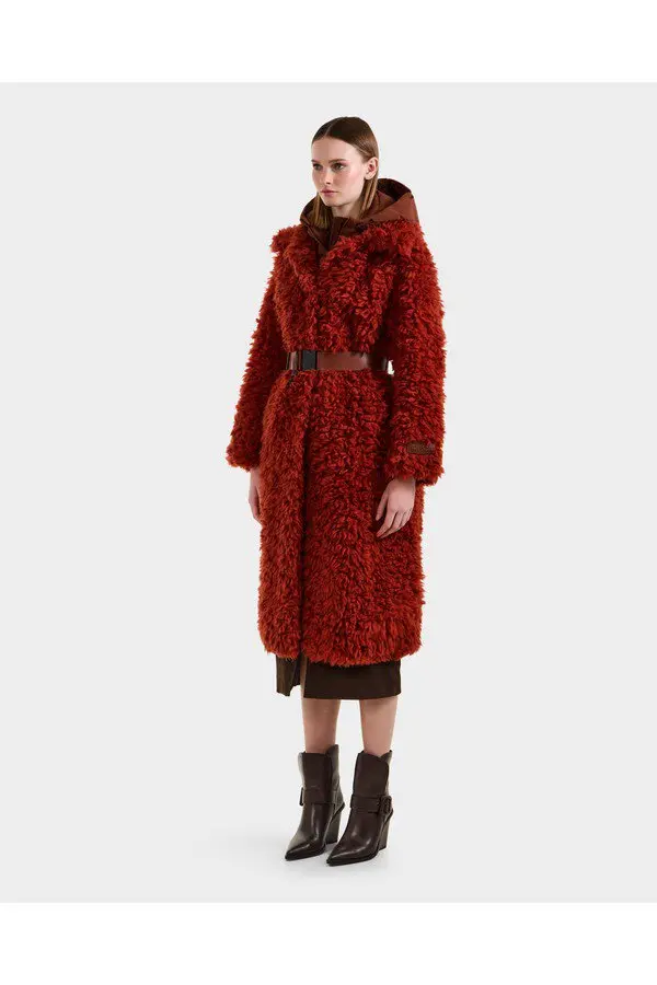 Rudsak Long Faux Fur Wool Teddy Trench