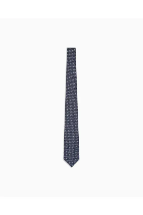 Giorgio Armani Silk Tie With Geometric Jacquard Motif - Blue