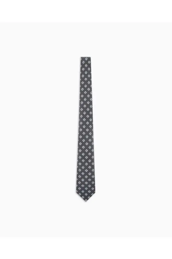 Giorgio Armani Printed Silk Neck Tie - Grey