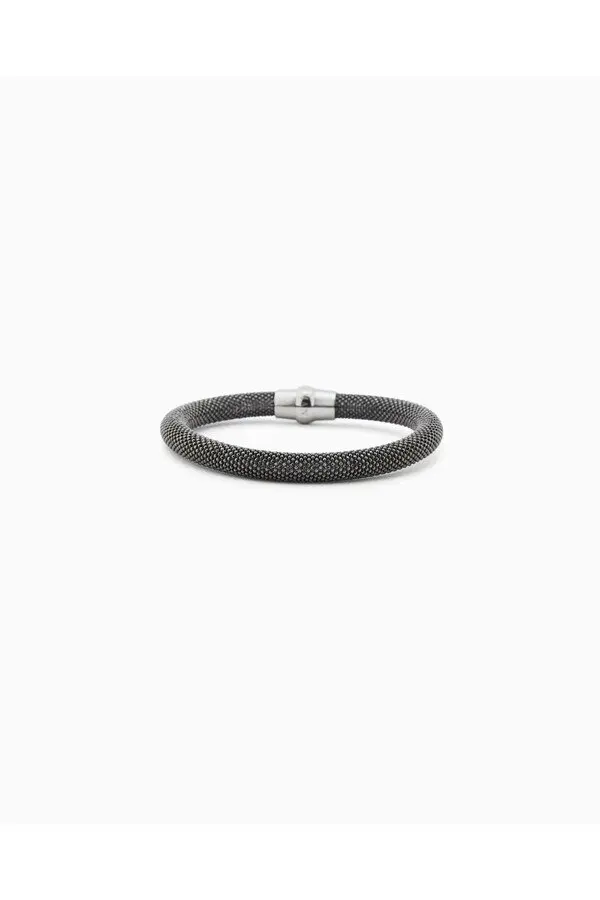 Giorgio Armani Tubular Silver Bracelet - Black