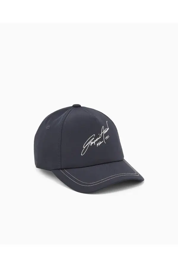 Emporio Armani Nylon And Silk Blend Baseball Cap - Navy
