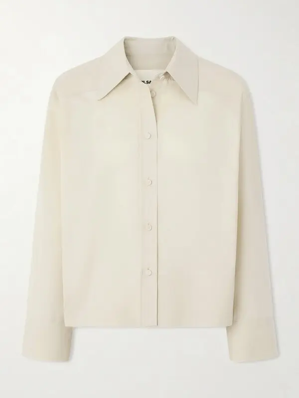 JIL SANDER Cropped Wool-ripstop Shirt - Neutrals