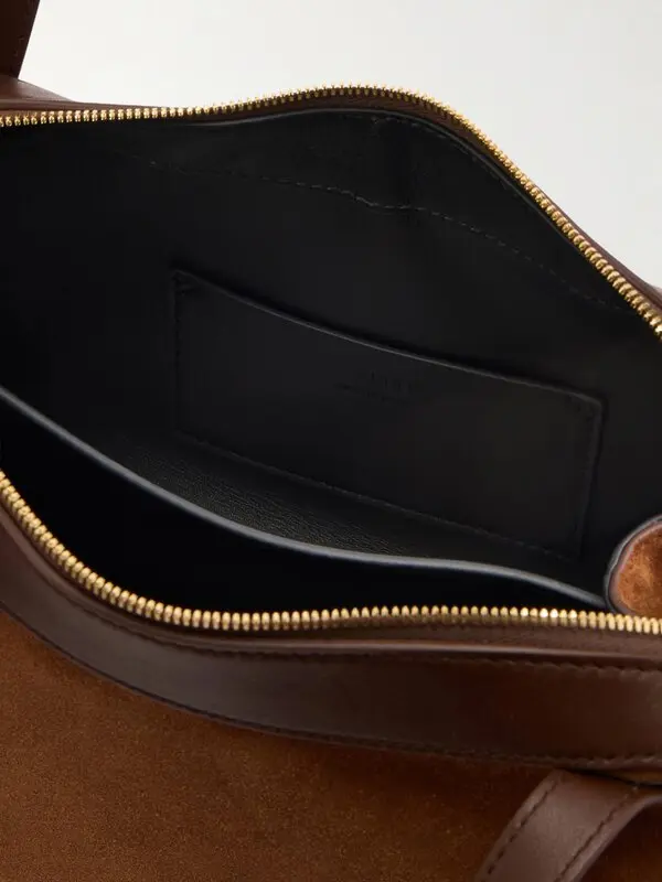 JIL SANDER Small Leather-trimmed Suede Shoulder Bag - Brown