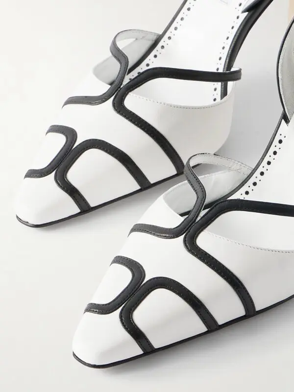 Manolo Blahnik Sarto 90 Leather Slingback Pumps - White
