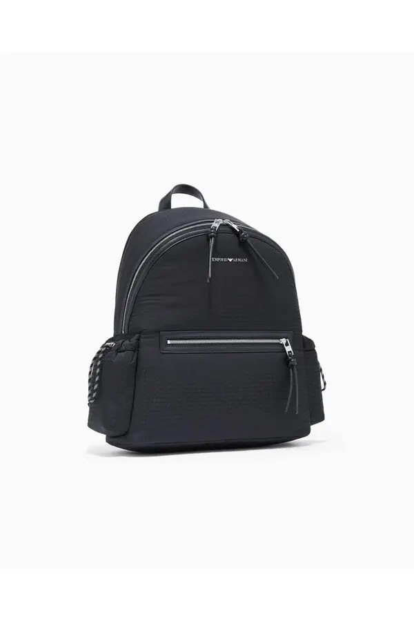 Emporio Armani Nylon Backpack With Monogram Lettering