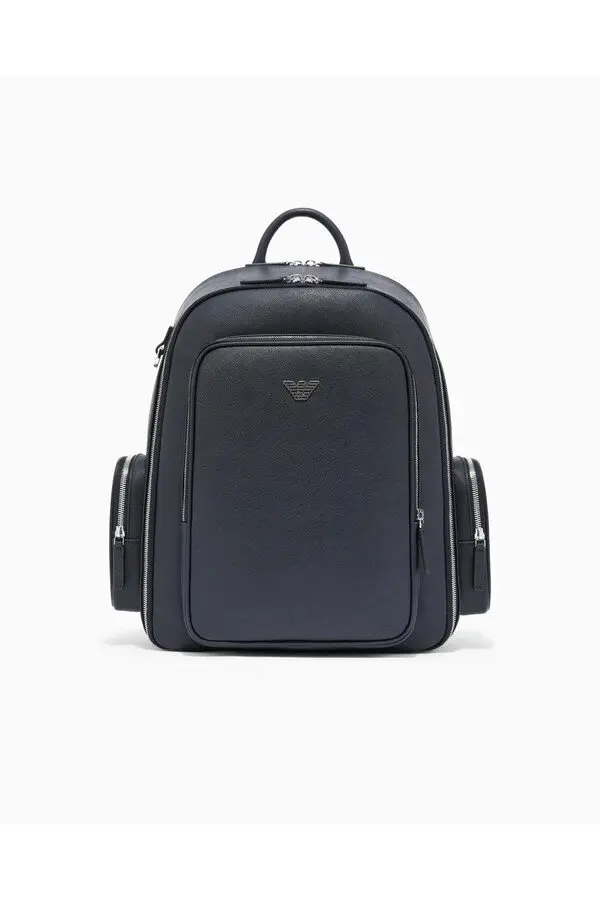 Emporio Armani Asv Regenerated Saffiano Backpack - Black