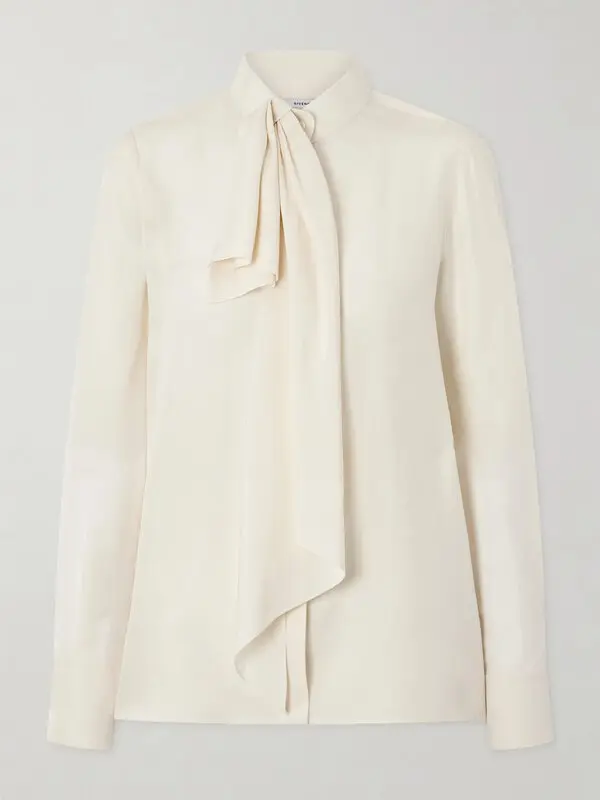 Givenchy Pussy-bow Draped Silk Blouse - Neutrals