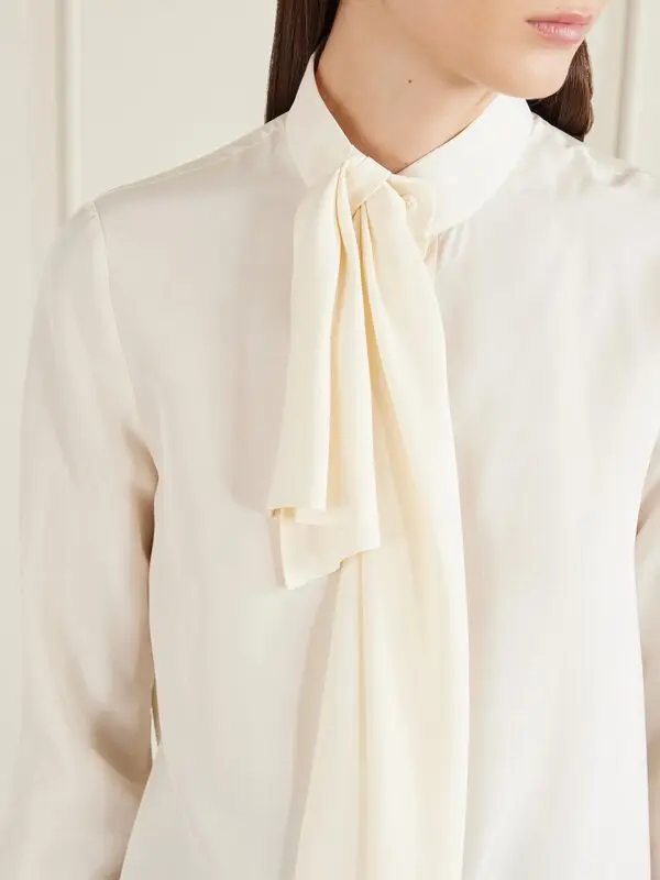 Givenchy Pussy-bow Draped Silk Blouse - Neutrals