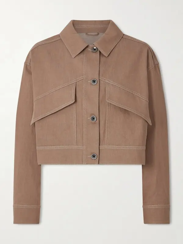 Brunello Cucinelli Cropped Cotton-twill Jacket - Neutrals