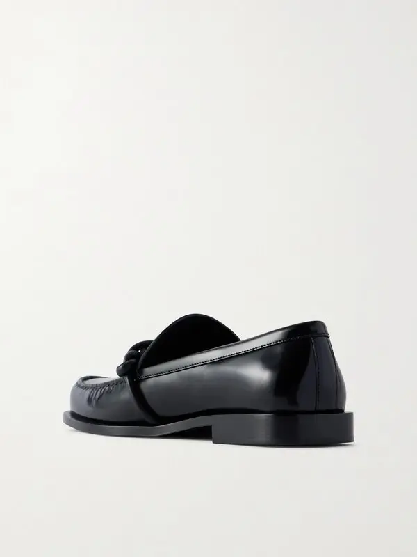 JIL SANDER Knot-detailed Leather Loafers - Black