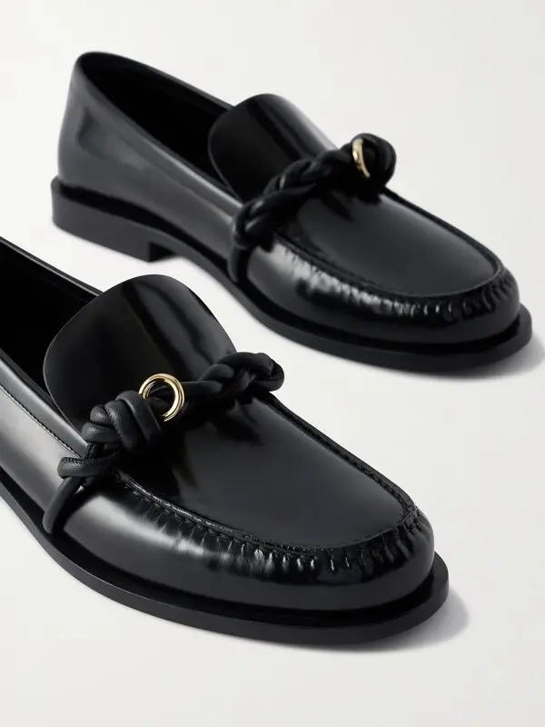 JIL SANDER Knot-detailed Leather Loafers - Black