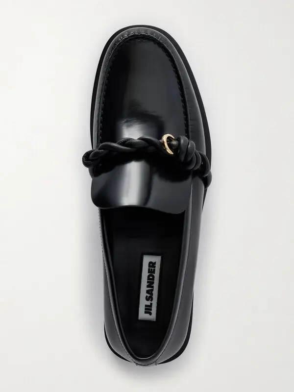 JIL SANDER Knot-detailed Leather Loafers - Black