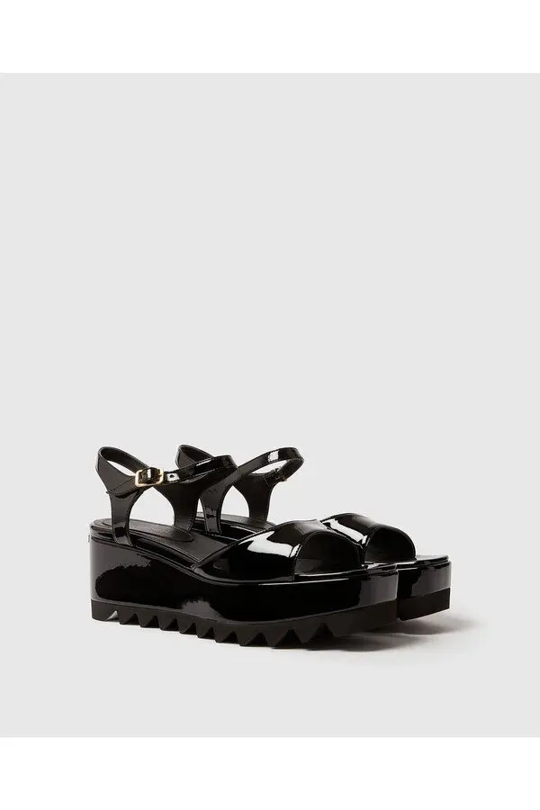 Stella McCartney Elyse Patent Platform Sandals - Black