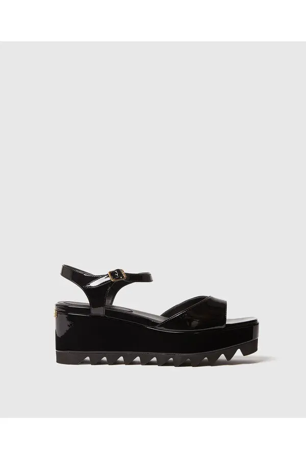 Stella McCartney Elyse Patent Platform Sandals - Black