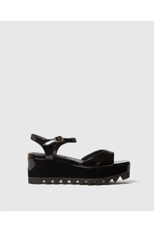 Stella McCartney Elyse Patent Platform Sandals - Black