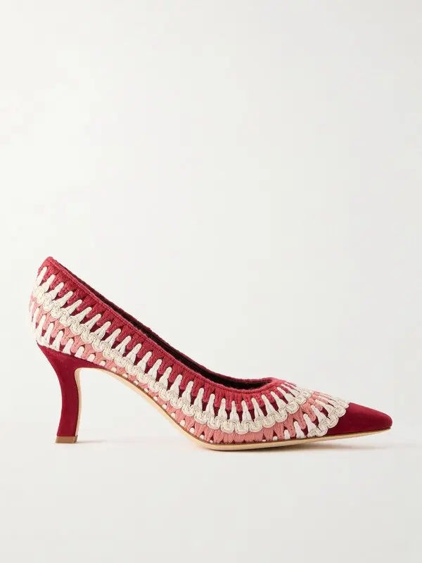 Manolo Blahnik Ombohi 70 Crocheted Pumps - Red