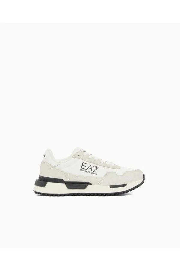 Emporio Armani Sneakers In Fabric And Leather - White