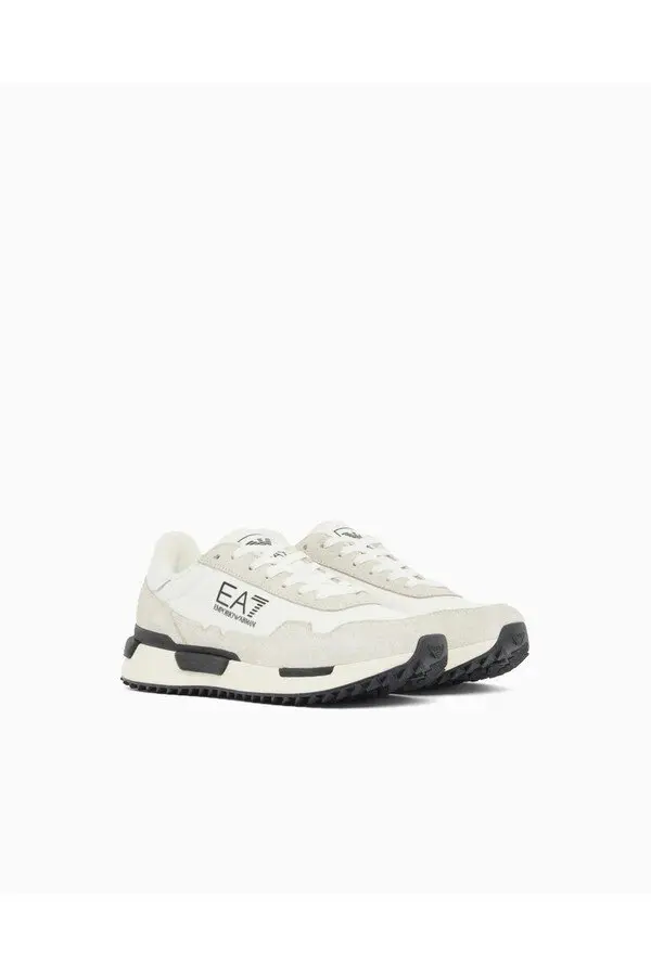 Emporio Armani Sneakers In Fabric And Leather - White