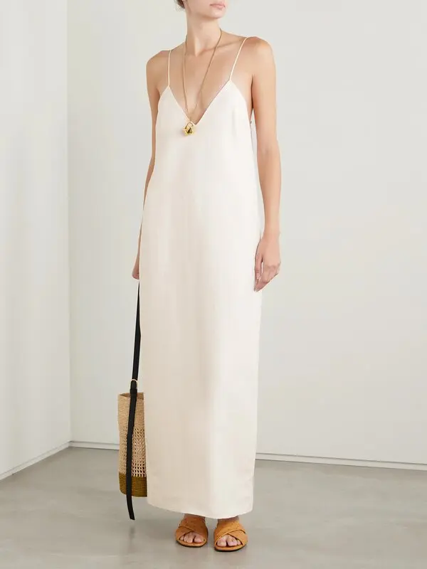 Khaite Taja Linen Maxi Dress - Neutrals