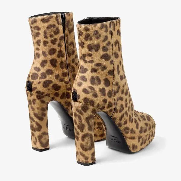 JIMMY CHOO Marene 120 Leopard Print Pony Ankle Boots - Neutral