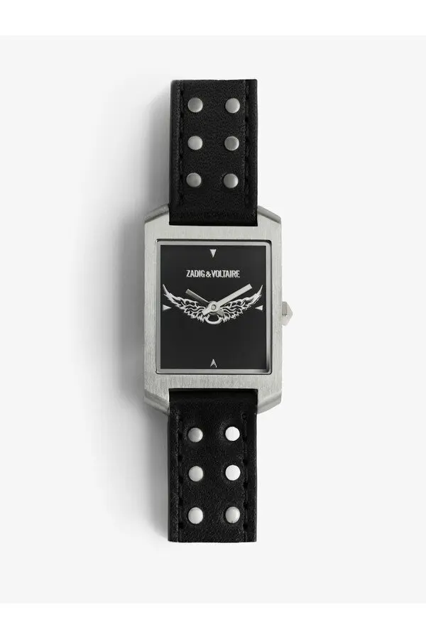 Zadig&Voltaire Voltaire Studded Leather Watch - Black