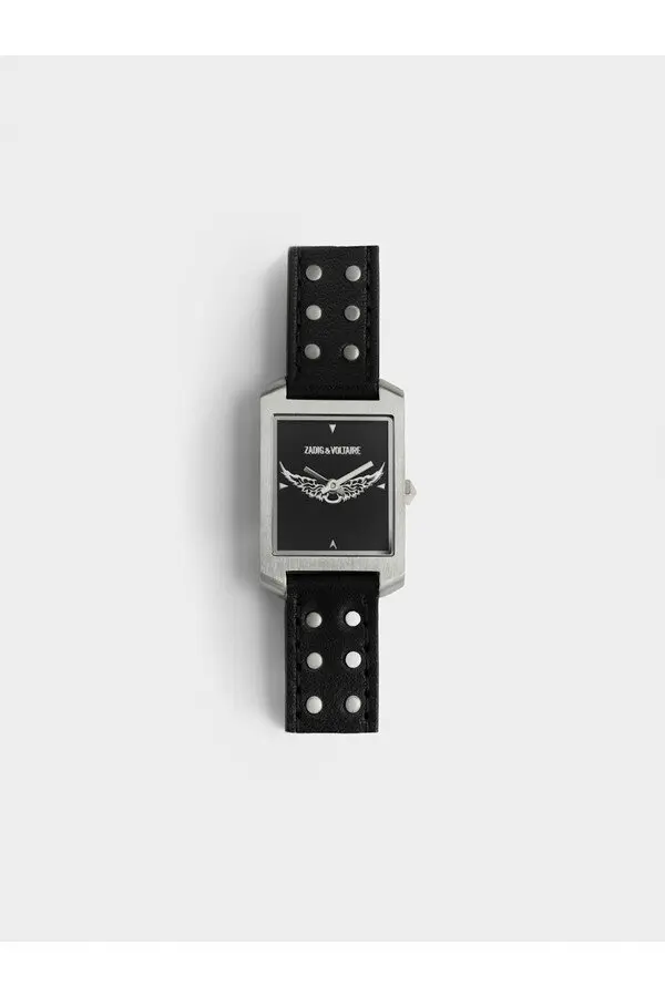 Zadig&Voltaire Voltaire Studded Leather Watch - Black
