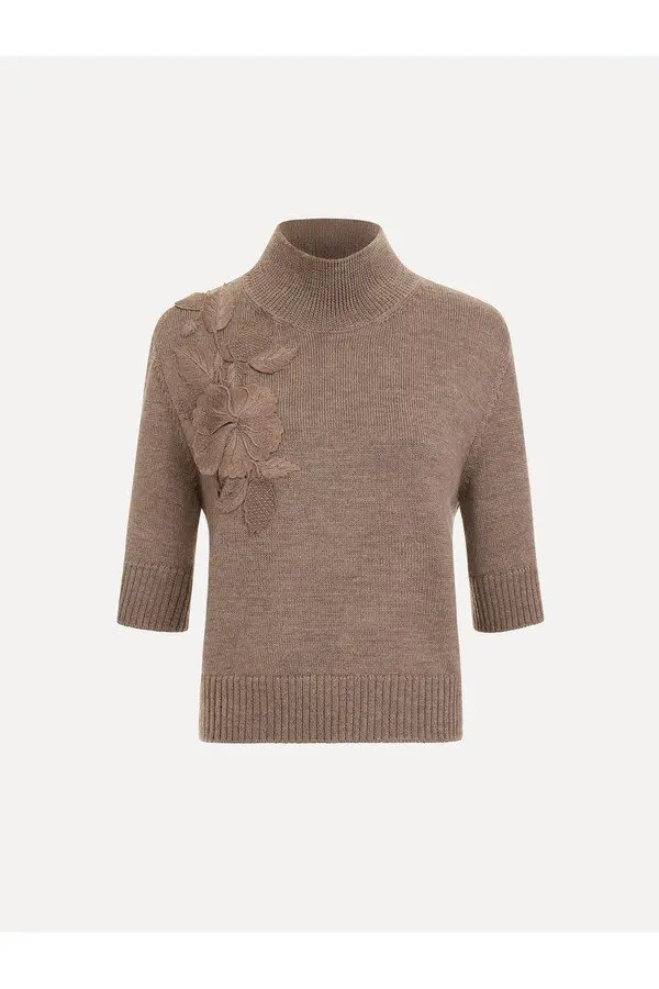 Oscar De La Renta Hibiscus Embroidered Knit Pullover