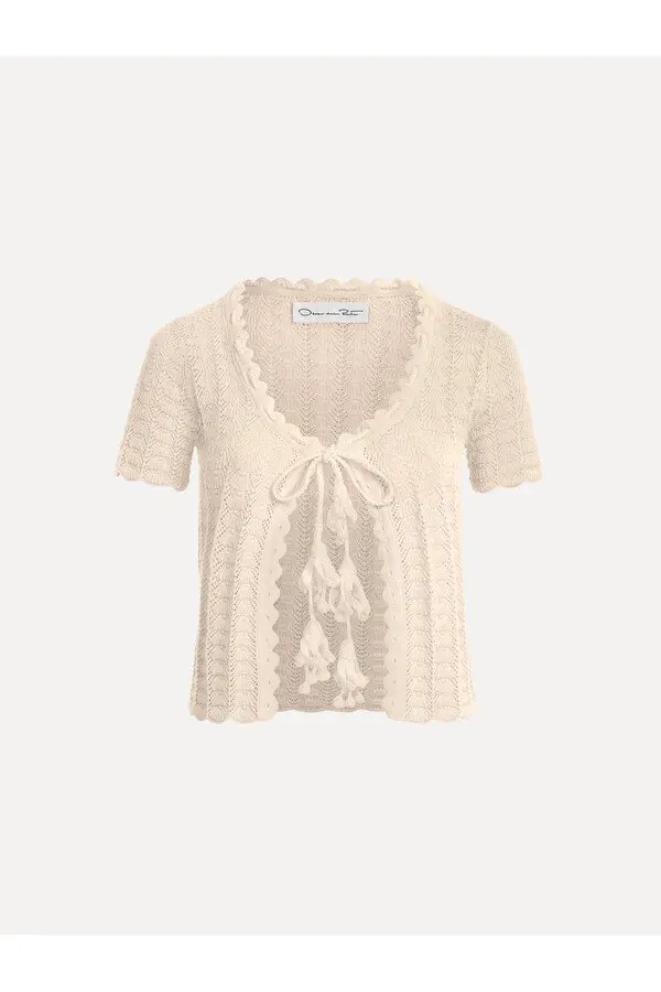 Oscar De La Renta Pointelle Weave Cardigan - Red