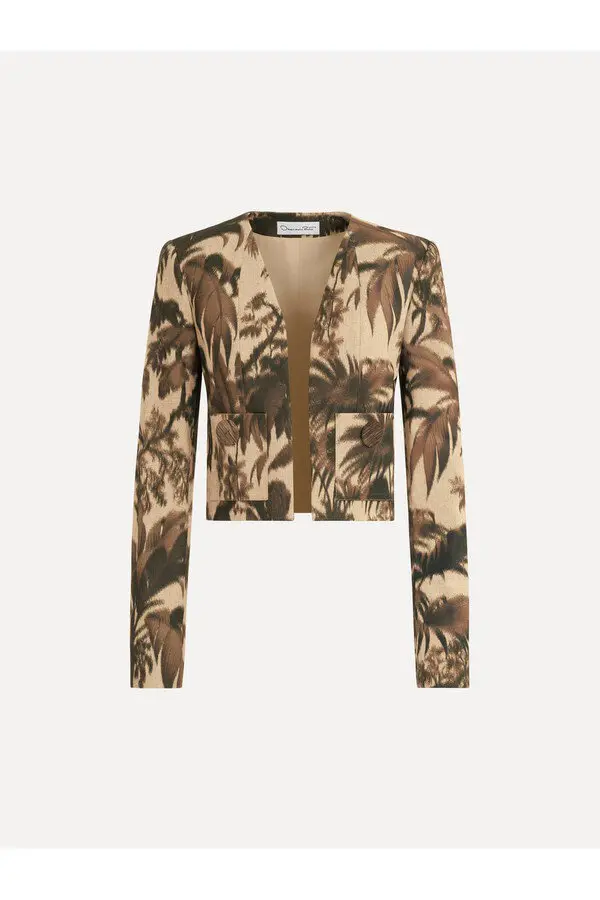 Oscar De La Renta Chiné Palm Leaves Jacket - Red