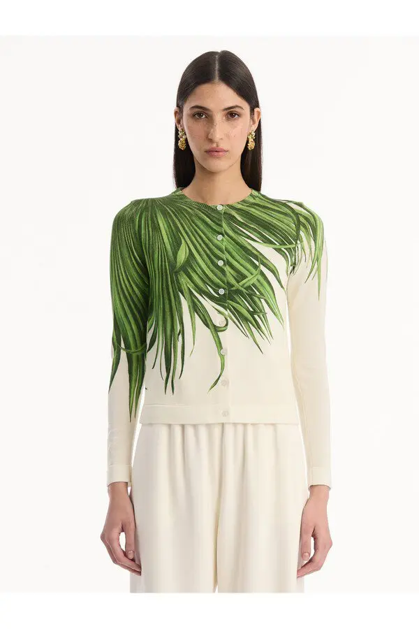 Oscar De La Renta Palm Leaves Cardigan