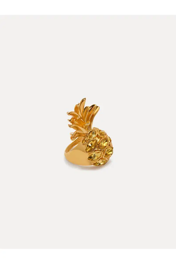 Oscar De La Renta Pineapple Crystal Ring - Natural