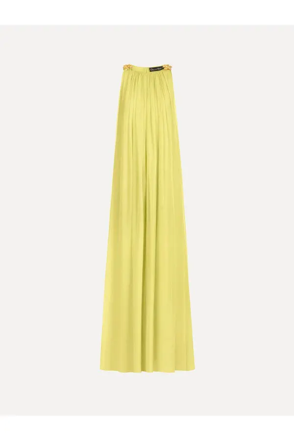Oscar De La Renta Hibiscus-detailed Silk Chiffon Caftan - Red