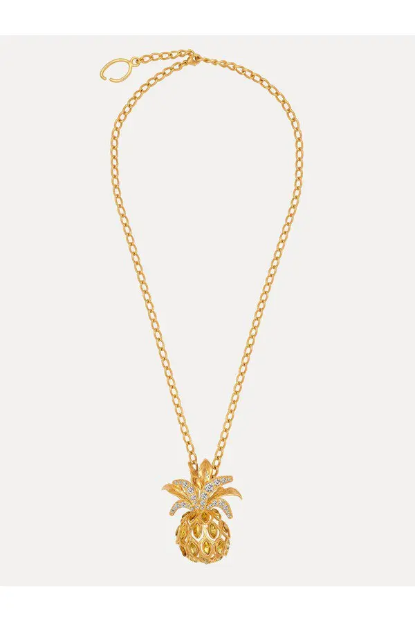 Oscar De La Renta Pineapple Pavé Pendant Necklace - Gold
