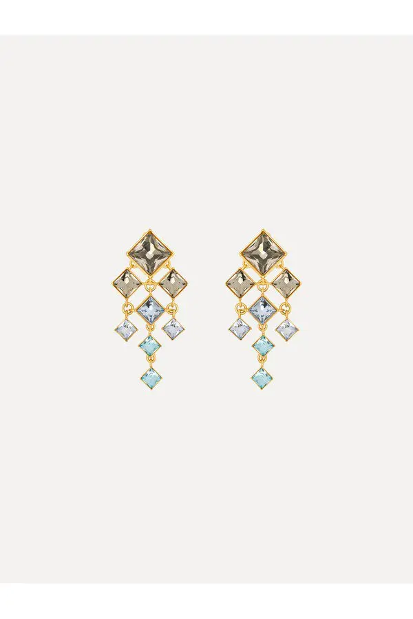 Oscar De La Renta Square-cut Rhinestone Chandelier Clip-on Earrings - Blue