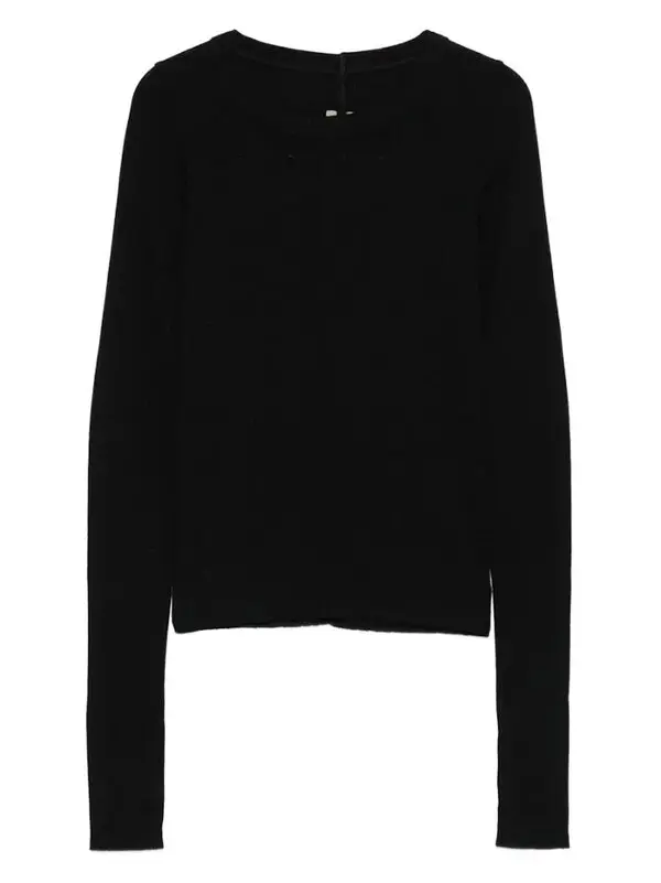 Rick Owens Cropped Ribbed Long-sleeve T-shirt - Black