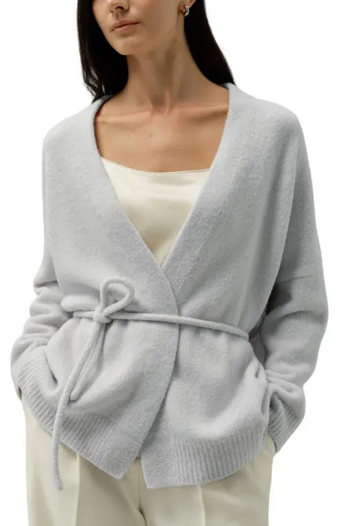 Lilysilk Bouclé Knit Silk-cashmere Wrap Cardigan - Ice