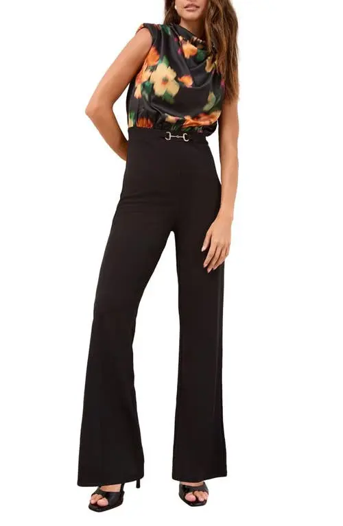 LIPSY Floral Print Flare Jumpsuit - Black